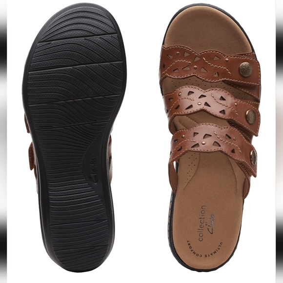 Clarks | Shoes | Clarks Mahogany Laurieann Jade Leather Sandal Women 65 ...